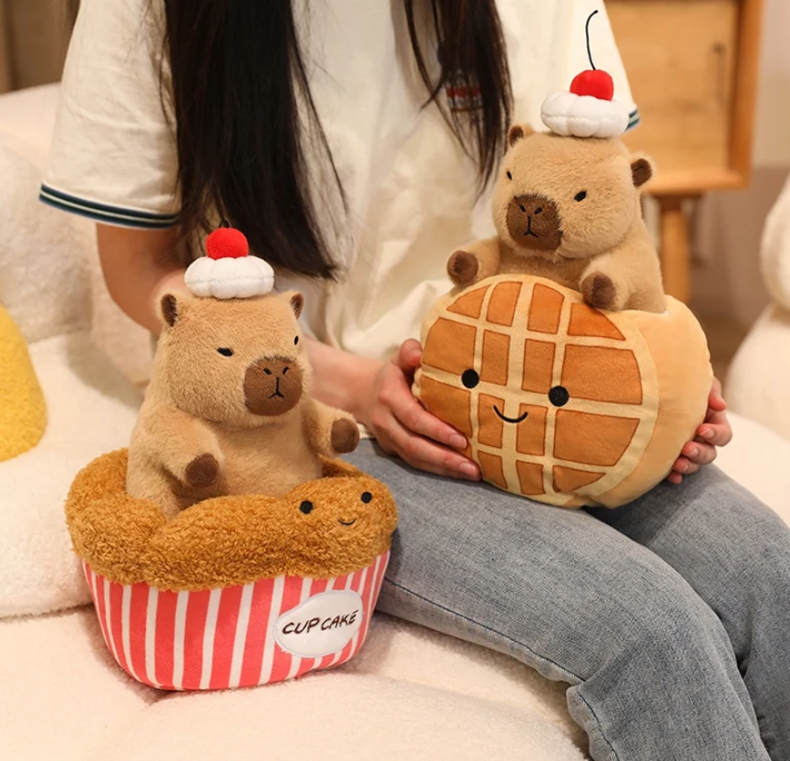 Cute Capybara With Waffle/Bread/Cake/Croissant Plush Toys -6 Styles ...