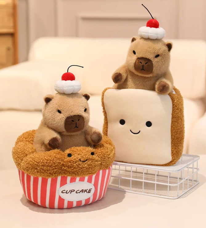 Cute Capybara With Waffle/Bread/Cake/Croissant Plush Toys -6 Styles ...